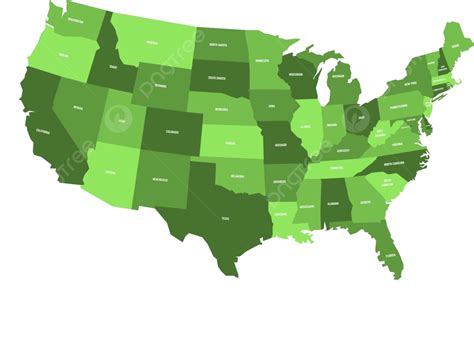 Green Map Of Usa With White State Labels Vector Background State