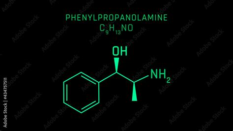 Phenylpropanolamine Or Ppa Molecular Structure Symbol Neon On Black Background Stock