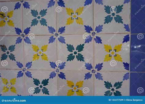 Azulejos With Simple Floral Ornament Stock Image Image Of Portugal