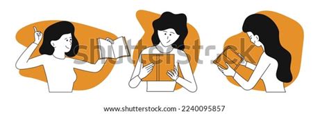 Woman Reading Book Vector Concept Illustration Stock Vector Royalty