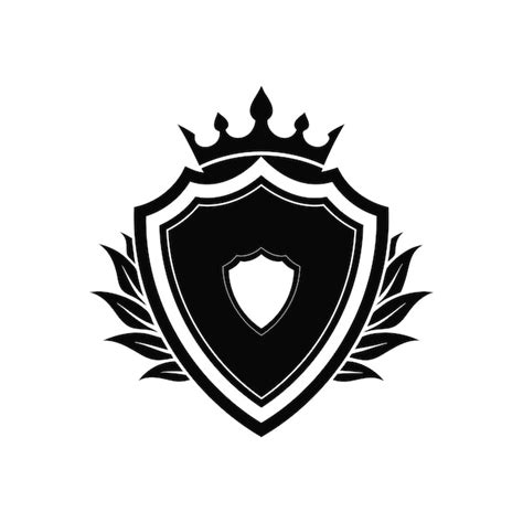 Premium Vector Modern Silhouette Crest Design With Shield And Leaf