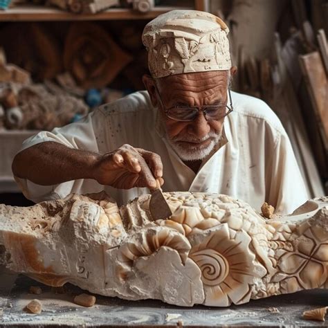 Handcrafted Alabaster Sculpture Process Premium Ai Generated Image