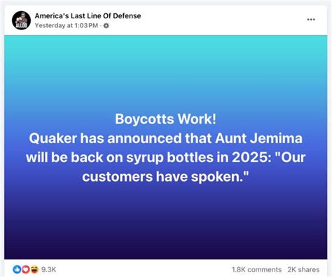 Quaker Oats Announced Aunt Jemima Will Return To Syrup Bottles In 2025