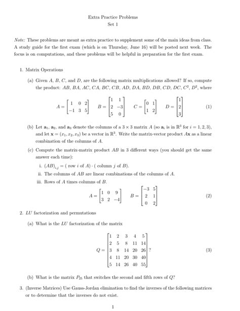 Extra Practice Problems Set 1