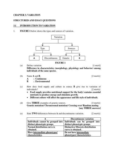 Chapter 3 Variation Db024 A Pdf Natural Selection Genetic Variation