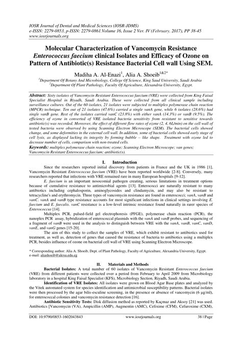 Pdf Molecular Characterization Of Vancomycin Resistance Enterococcus Faecium Clinical Isolates