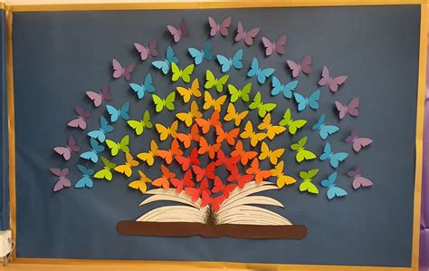 Rainbow Butterfly Book Display Butterfly Themed Reading Decor Book