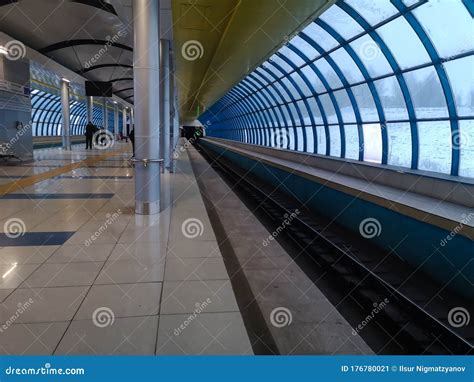 Rail Rails At Metro Station In Metro Train Waiting Room Stock Image
