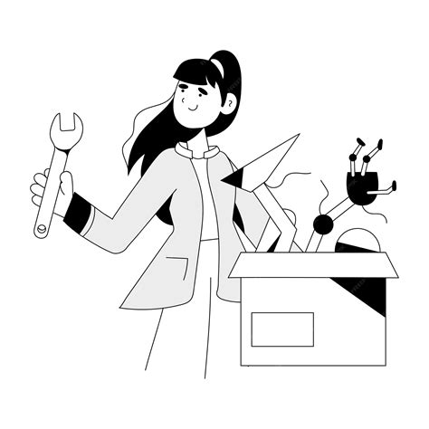 Premium Vector A Hand Drawn Illustration Of Lab Assistant