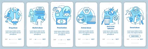 Premium Vector Behavioral Problems Onboarding Mobile App Page Screen With Linear Concept