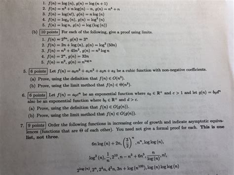 Solved 1 Fn Log N Gn Log N 1 2 Fn N3 N
