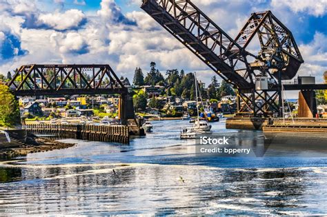 Colorful Water Bridge Ships Ballard Canal Locks Seattle Washiington