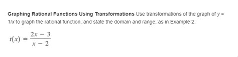 Solved Graphing Rational Functions Using Transformations Use