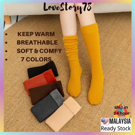 Lovestory 1pair Stokin Panjang Tebal Wanita Stocking Fashion Socks