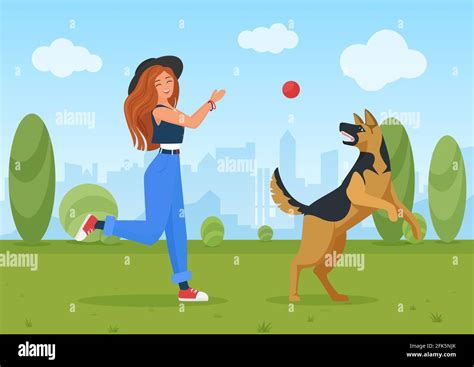 Dog Playing With Ball Cartoon
