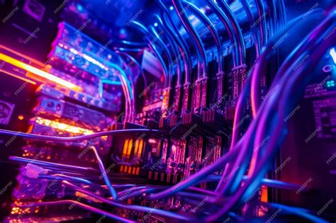 Premium Photo The Inside Of Computer Case With Many Wires And Wires