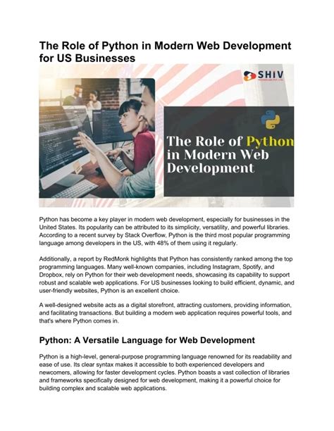 Ppt How Python Shapes Modern Web Development For Us Businesses