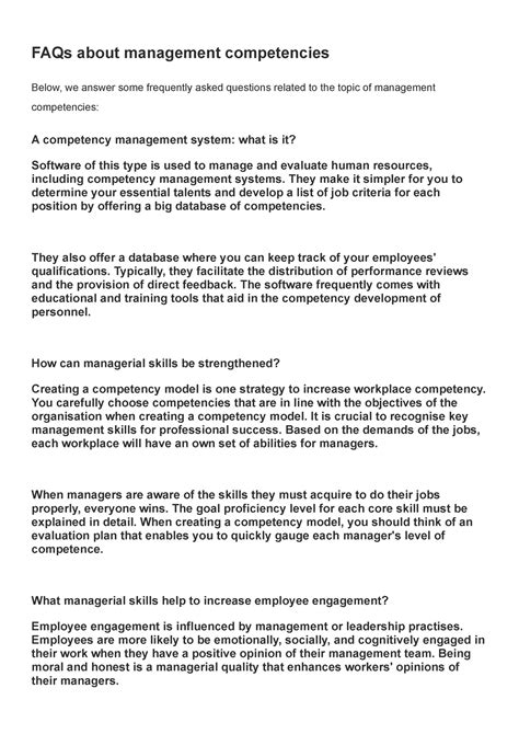 Faqs About Management Competencies They Make It Simpler For You To
