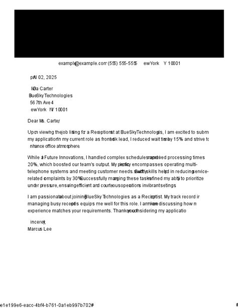 Reservation Agent Cover Letter Examples