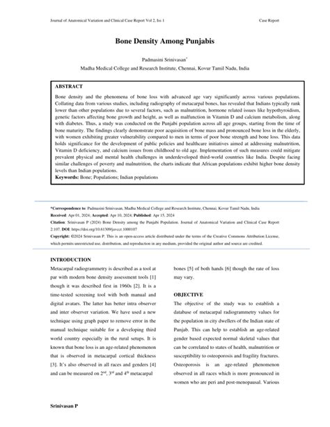 Bone Density In Punjabis A Case Report