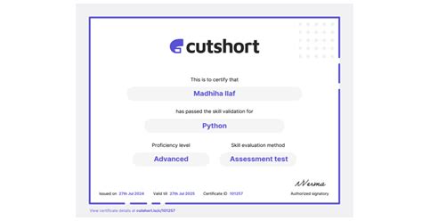 Madhihas Skill Certificate For Python Cutshort