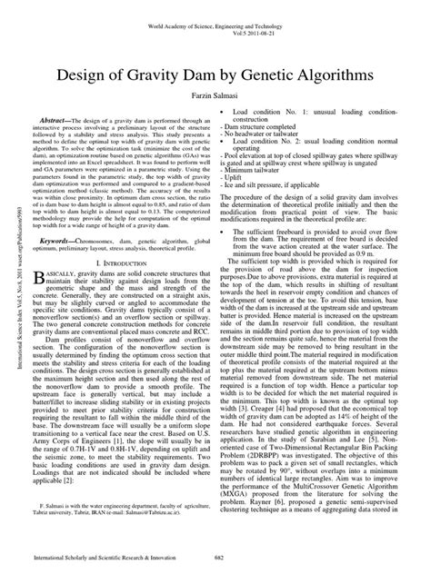 Design Of Gravity Dam By Genetic Algorithms Pdf Mathematical Optimization Dam
