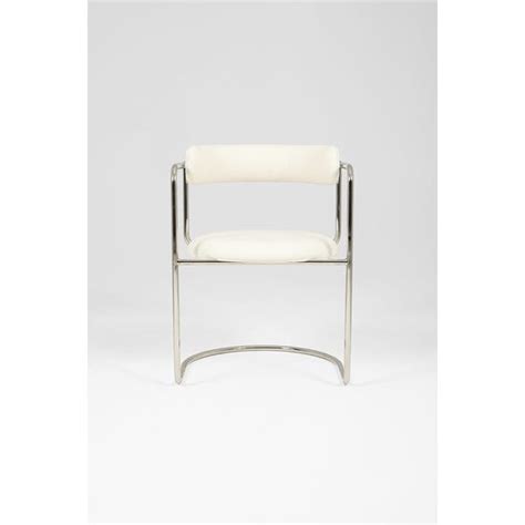 Modern Chrome And White Boucle Cantilevered Chair Hire And Rental