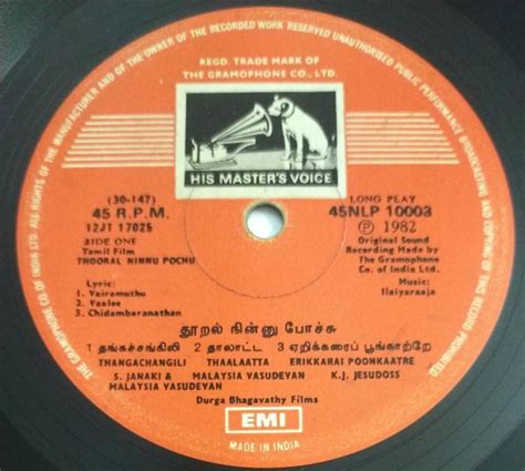 Thooral Ninnu Pocchu Tamil Film Lp Vinyl Record By Ilayaraaja Macsendisk