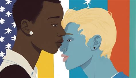 Una Caricatura De Dos Mujeres Besándose Foto Premium