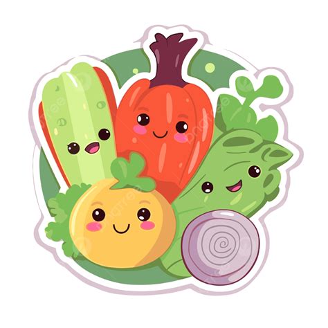 Set Of Cute Vegetables With Funny Smiles Vector Clipart Vegtable