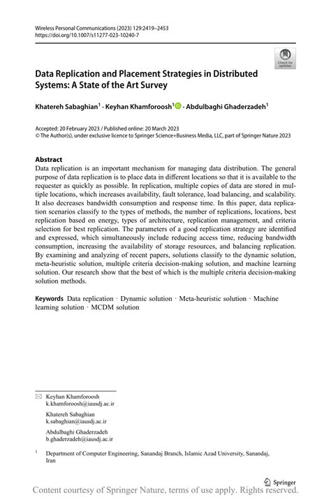 Data Replication And Placement Strategies In Distributed Systems A State Of The Art Survey