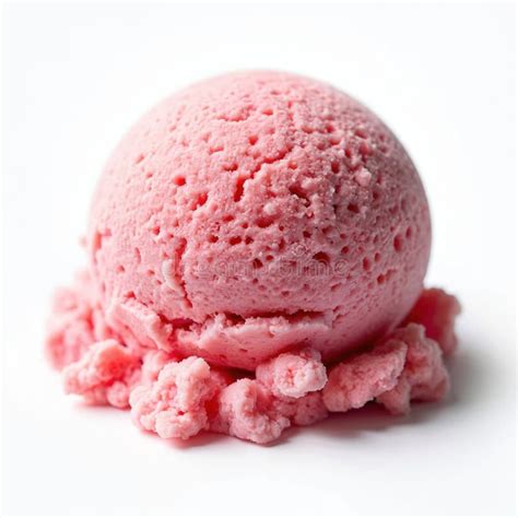Scoop Of Pink Strawberry Ice Cream On White Background Ice Cream Is