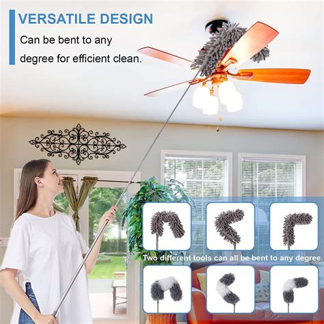 6 Piece Microfiber Duster Kit With Extendable Handle For High Ceilings 100 Extension Pole