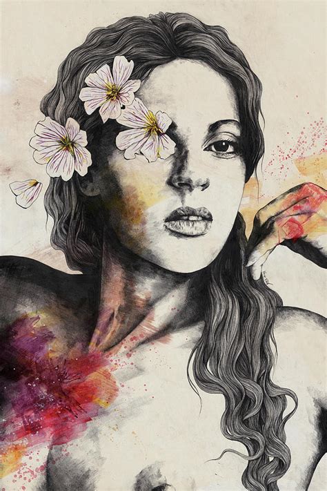 Sinaia Nude Flower Lady Portrait Drawing By Marco Paludet Pixels