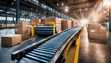 Conveyor Belt Carrying Packaged Goods To The Loading Dock Premium Ai