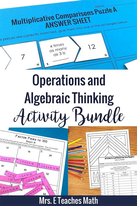 Operations And Algebraic Thinking Activity Bundle 4oa Algebraic