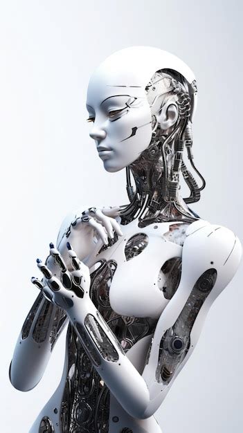 Premium Ai Image A Robot Woman With A White Face And Black Hair