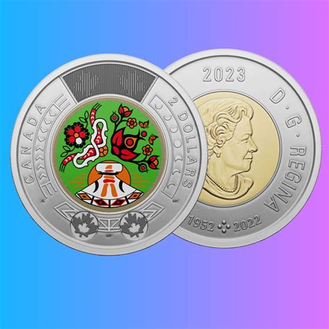 Coloured Indigenous Peoples Day Toonie 2023 Canadian Rare 2 Dollar
