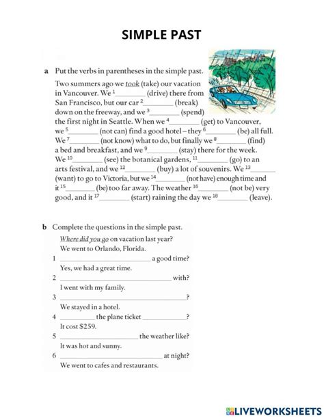 Simple Past Online Exercise For A2 Live Worksheets