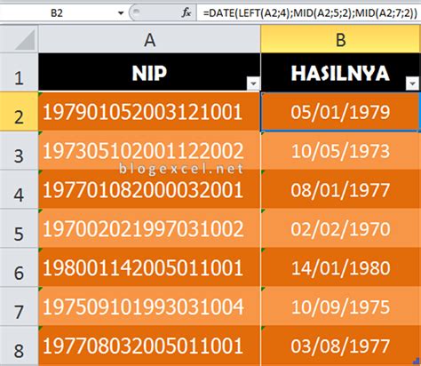Rumus Tahun Lahir Dari Nip Otomatis Menampilkan Tahun Lahir Dari Nip