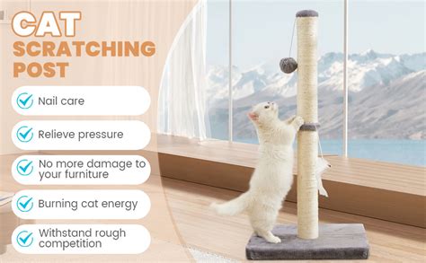 E Smarter 2024 Newest 80cm Tall Cat Scratching Post Natural Sisal