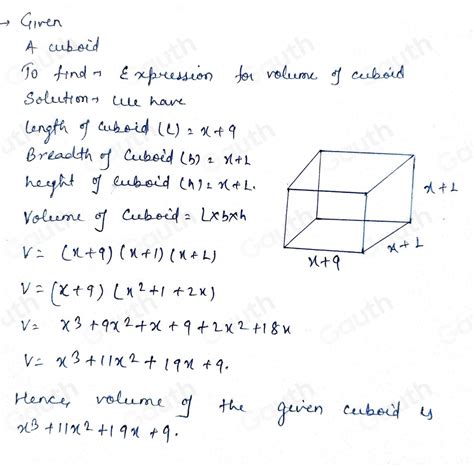 Solved Shown Below Is A Cuboid Form An Expression For The Volume Of The Cuboid Expand And