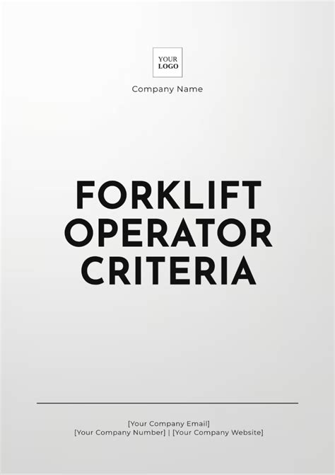 Free Forklift Operator Criteria Template To Edit Online