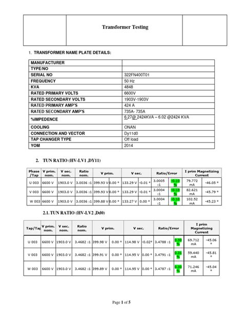 St0268 615453test Report Pdf Transformer Electrical Engineering