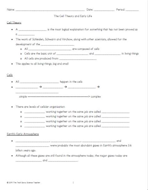 Cell Theory Worksheet Pdf