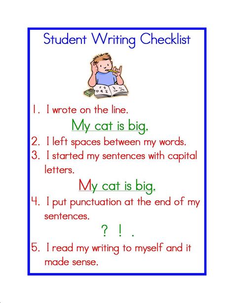 First Grade Writing Checklist Printable At Marjorie Hiller Blog