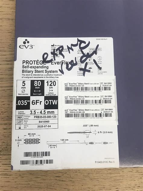 New Ev3 Prb35 05 080 120 Protege Everflex Self Expanding Biliary Stent System 120cm X