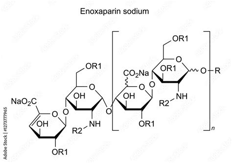 Chemical Structure Of Enoxaparin Sodium Drug Substance Stock Vector
