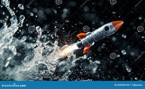 Orbital Rocket Space Object Horizontal Illustration Stock Illustration