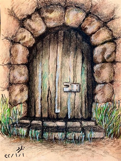 Rustic Old Door Drawing